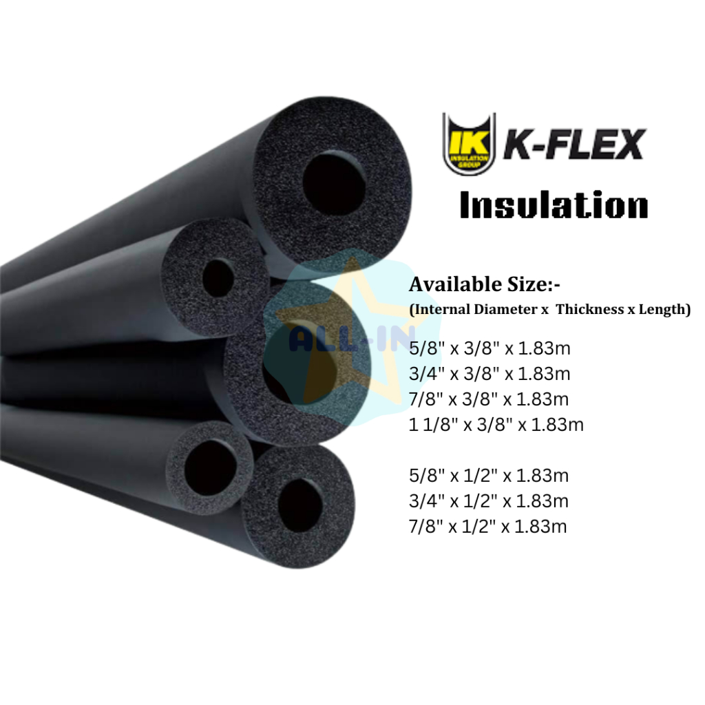 K-Flex Insulation for Copper Pipe Multi Size K-Flex Aircond Pipe Insulation (1pc / 5pcs ...