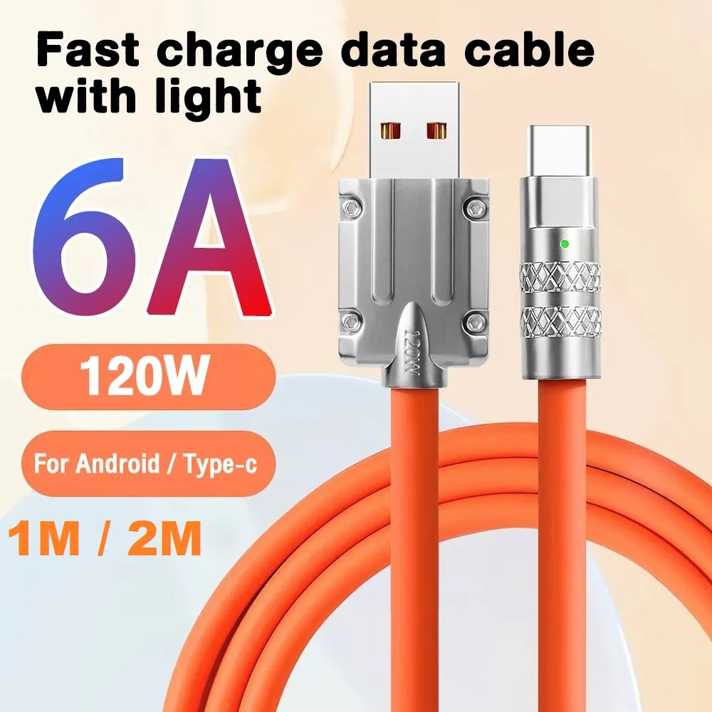 120w 6A Super Fast Charge Cable 1m 2m Zinc Alloy Quick Charge Cable ...