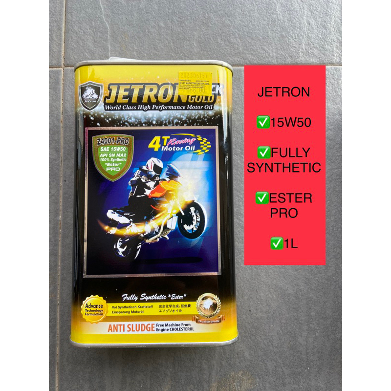 JETRON 1L 15W50 FULLY SYNTHETIC ESTER PRO MINYAK ENGINE OIL ENJINE LUBE ...