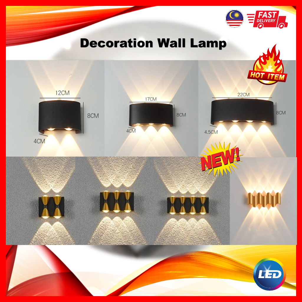 WALL LAMP LAMPU DINDING OUTDOOR/INDOOR UPDOWN DECO Black/ Black and ...