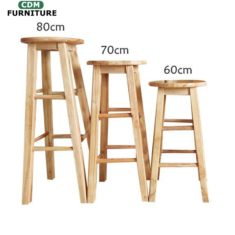 60/70/80cm Solid Wood Bar Chair Ladder Stool Simple Bar Chair Wood ...