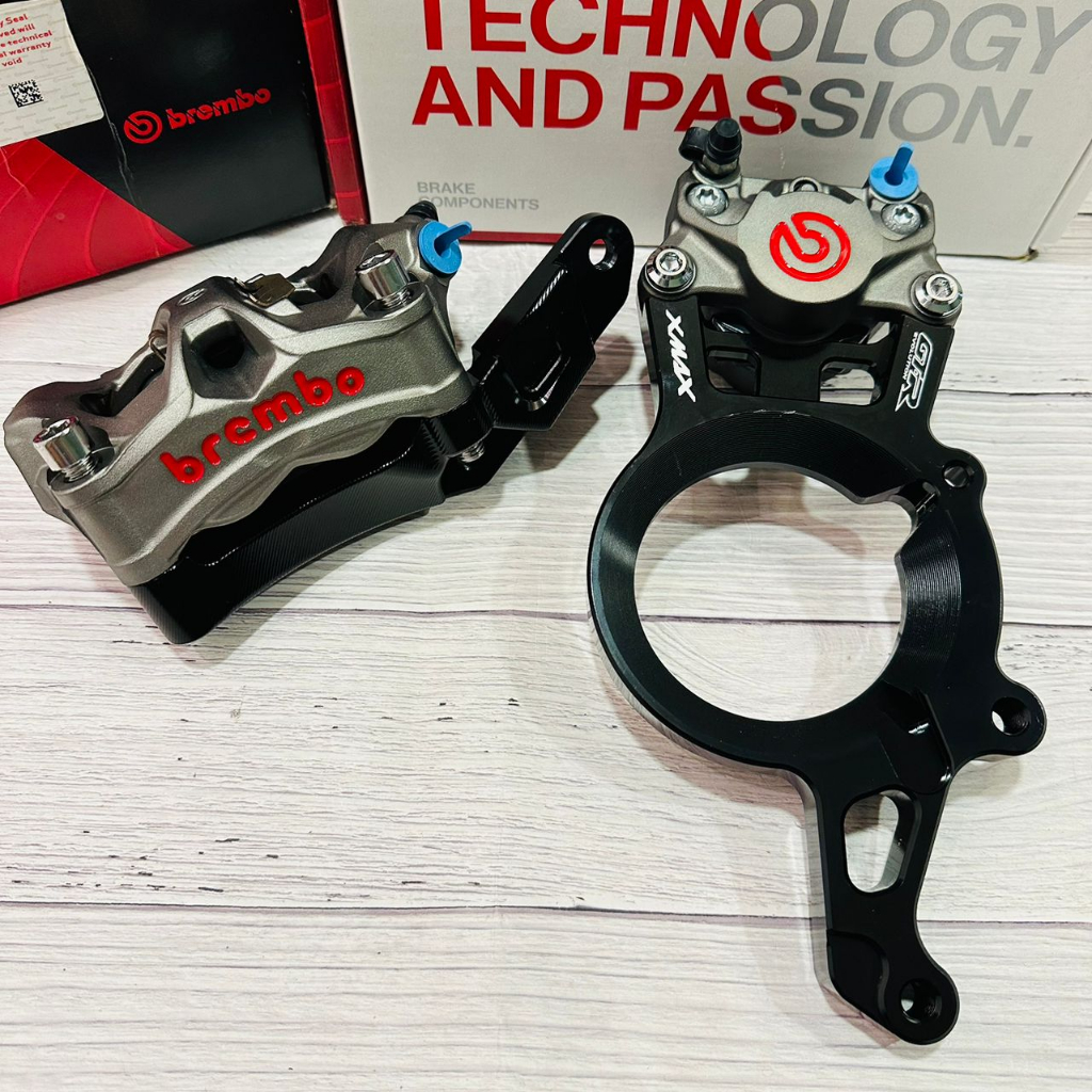 XMAX R25 ORIGINAL BREMBO STYLEMA 4POT CALIPER FRONT REAR P34 RED LOGO ...