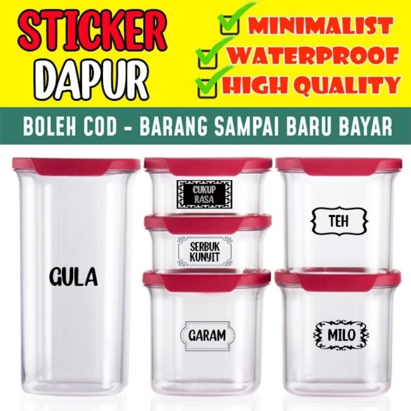 Sticker Dapur Label Dapur Waterproof Saiz 3cm x 5cm 90pcs Readymade ...