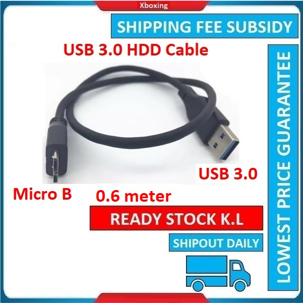 0.6M Super Speed USB 3.0 External Hard Disk Cable 5Gbps Type A Male to Micro B Male USB HDD ...