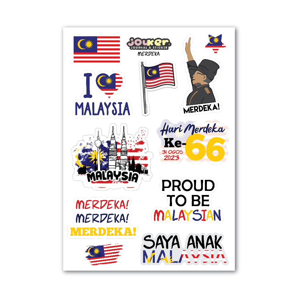 Sticker Merdeka for face / Planner / Notebook / Art / Sticker Muka Hari Merdeka / Independence ...