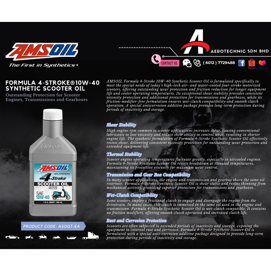 [Ready Stock] Amsoil USA SAE 10W-40 100% Fully Synthetic Formula 4 ...