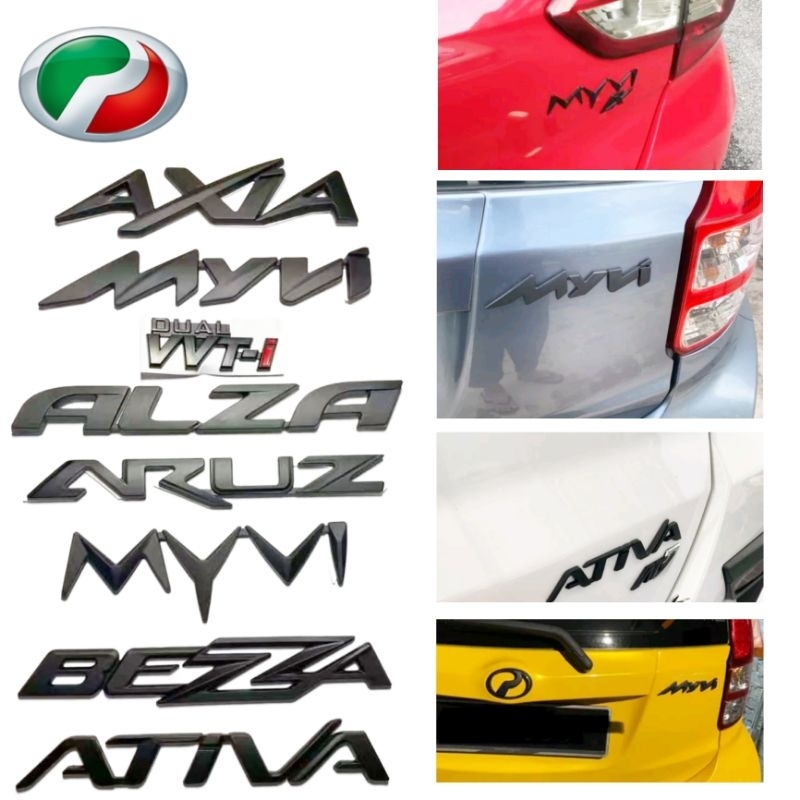 Matt Black Perodua Car Logo Rear Font Emblem Myvi New Myvi Old axia ...