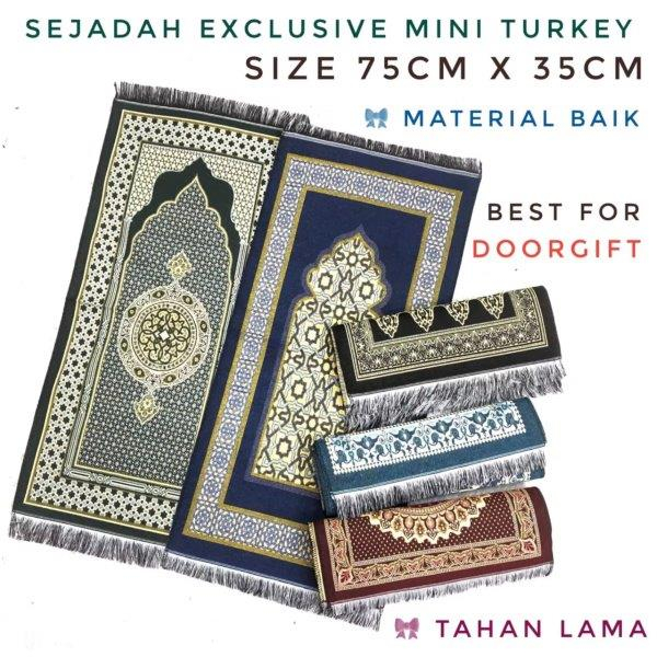 Sejadah Exclusive Mini Turkey 75cm x 35cm BOLEH PILIH WARNA | Shopee ...