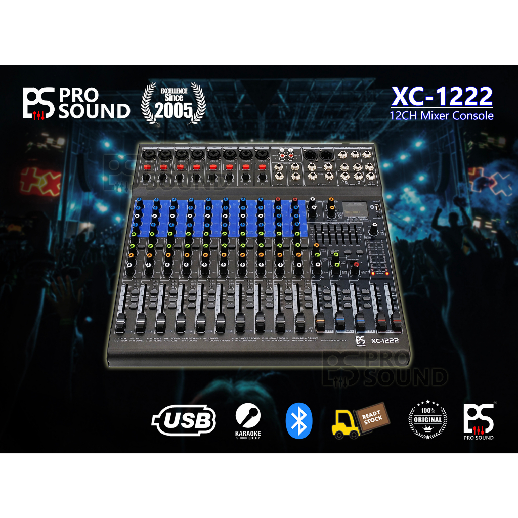 PS Pro Sound XC-1222 12 Channel Input Mixer Console with 128DSP Effects ...