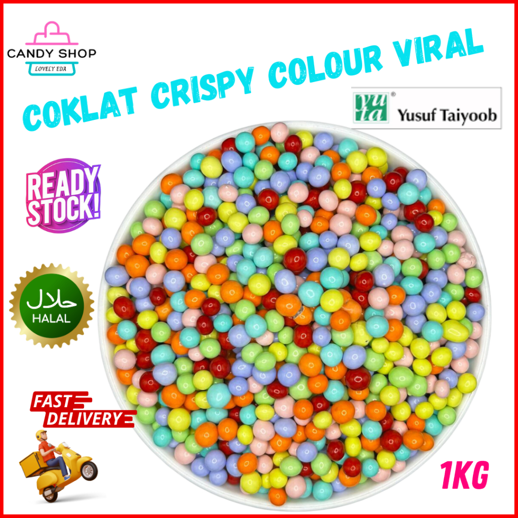COKLAT CRISPY COLOUR VIRAL (1KG) Chocolate Coated Rice Cracker Colour ...