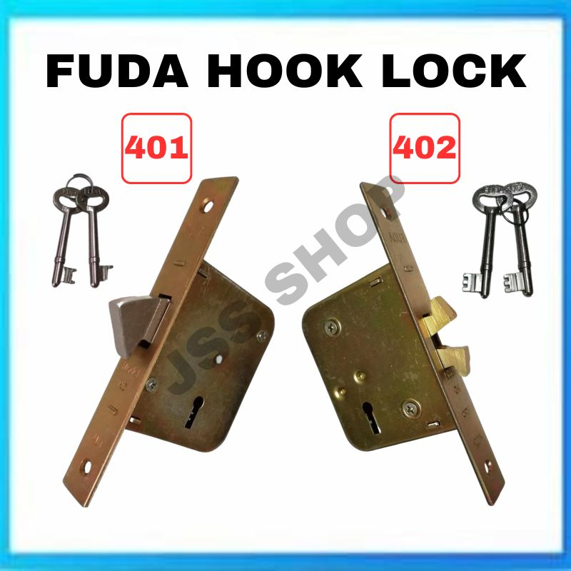 FUDA 401 Hook Lock 402 Double Hock Lock / Grill Door Lock Set / Kunci ...