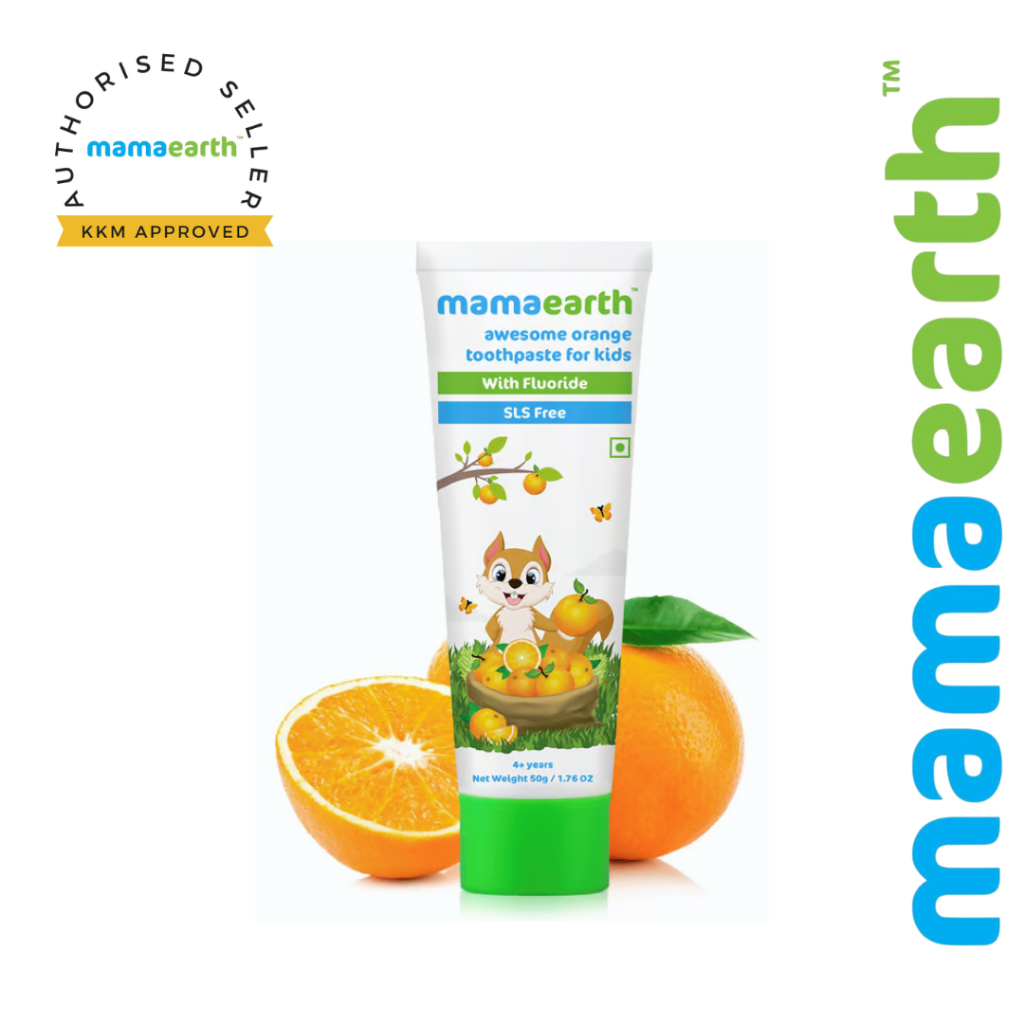 Mamaearth Sulfate Free Awesome Orange Toothpaste For Kids With Fluoride ...