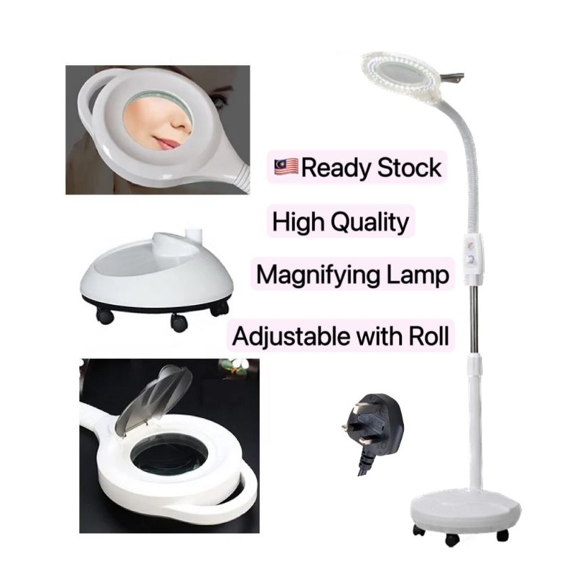 Magnifying Adjustable LED Saloon Floor Lamp with Rolling Stand Dentist ...
