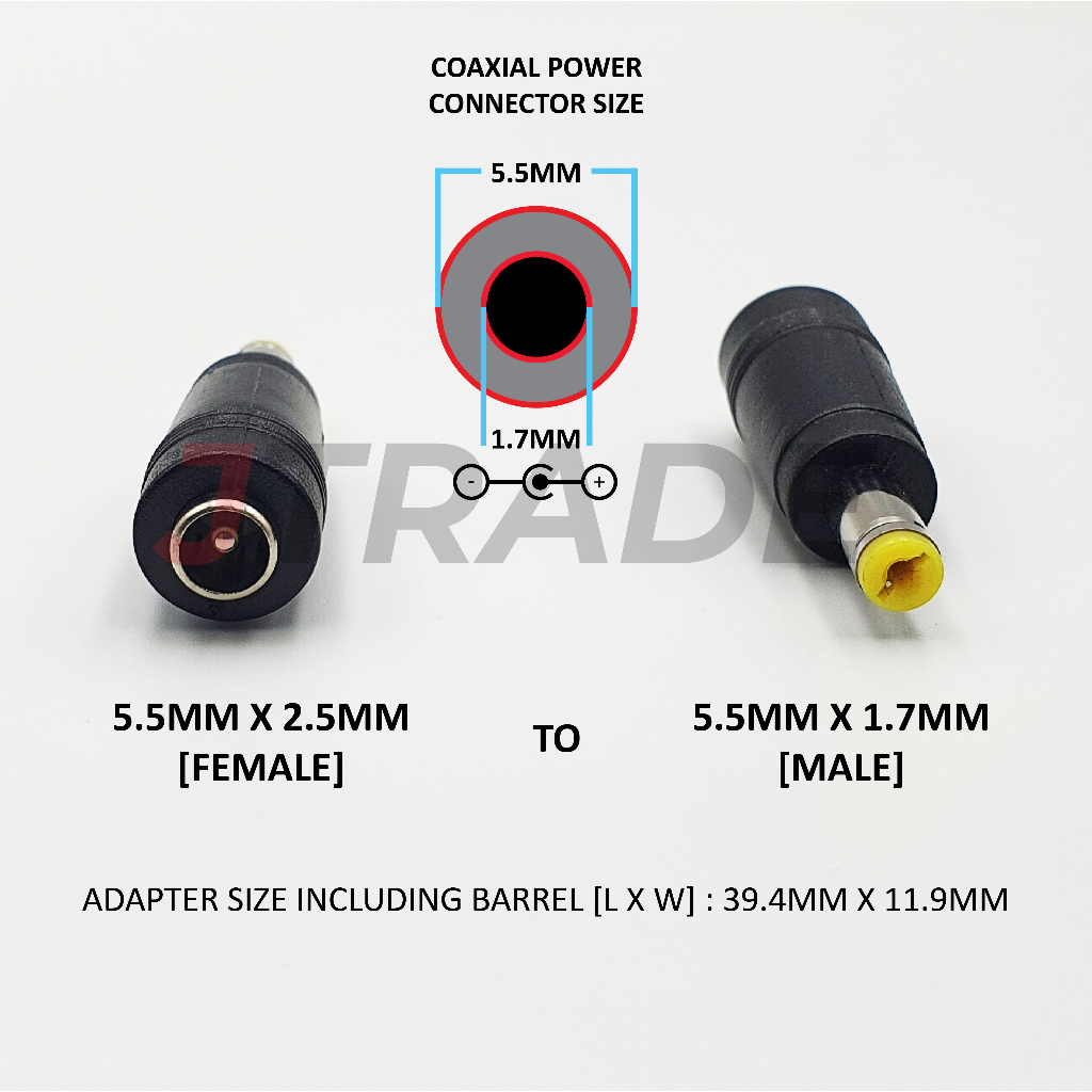 DC Power Supply Barrel Jack Connector Adapter Converter 5525 or 5521 to ...