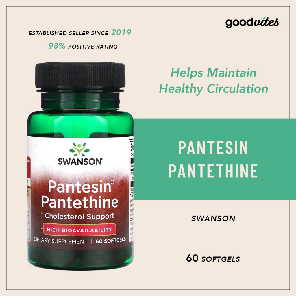 Swanson Pantesin Pantethine 60 Softgels ( Helps Maintain Heart-Healthy ...