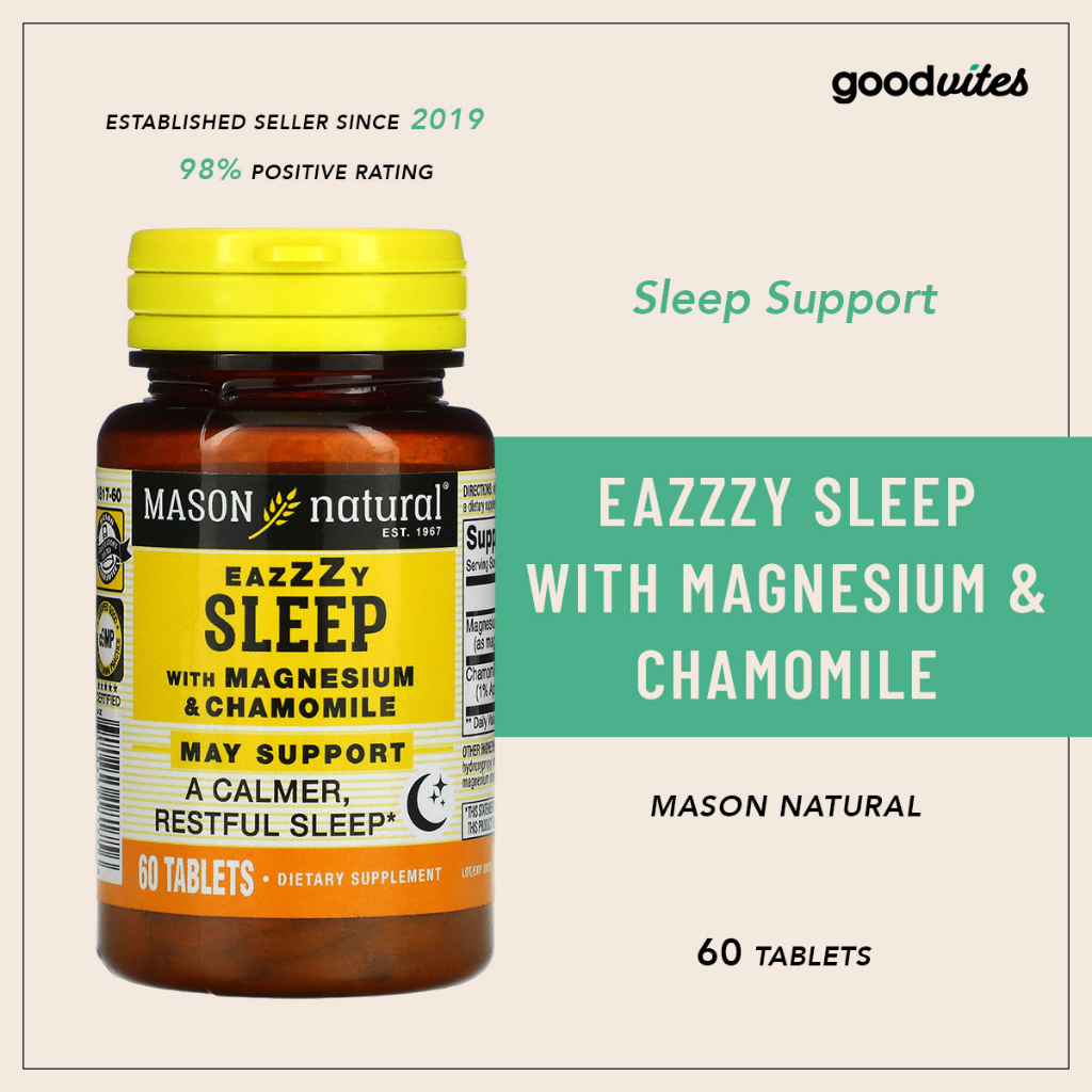 Mason Natural Eazzzy Sleep with Magnesium & Chamomile 60 Tablets ...