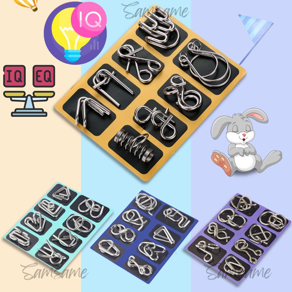 8 in 1 Lock and unlock metal Steel Puzzle Set Early Learning IQ EQ ...