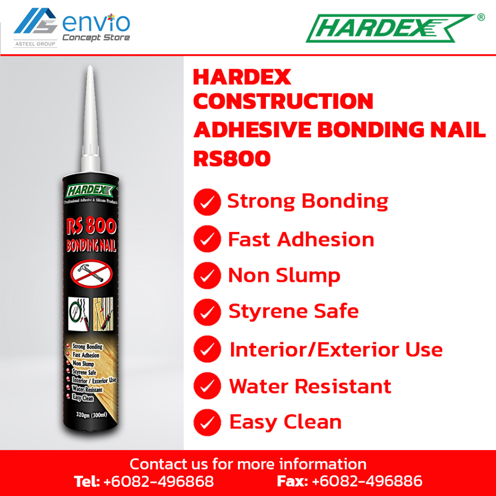 【HARDEX】Construction Adhesive Bonding Nail RS800 Silicone (RS800 ...