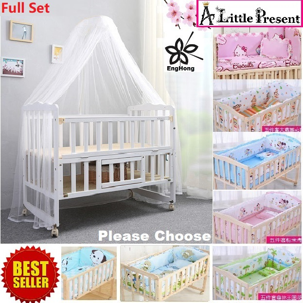 Multifunctional Baby Wooden Cot (White) Double Layer Baby Cot, A Little ...