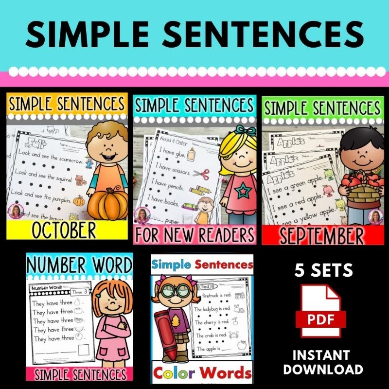E76 (PDF) Simple Sentences 5 sets bundle I Beginner Reader Kids ...