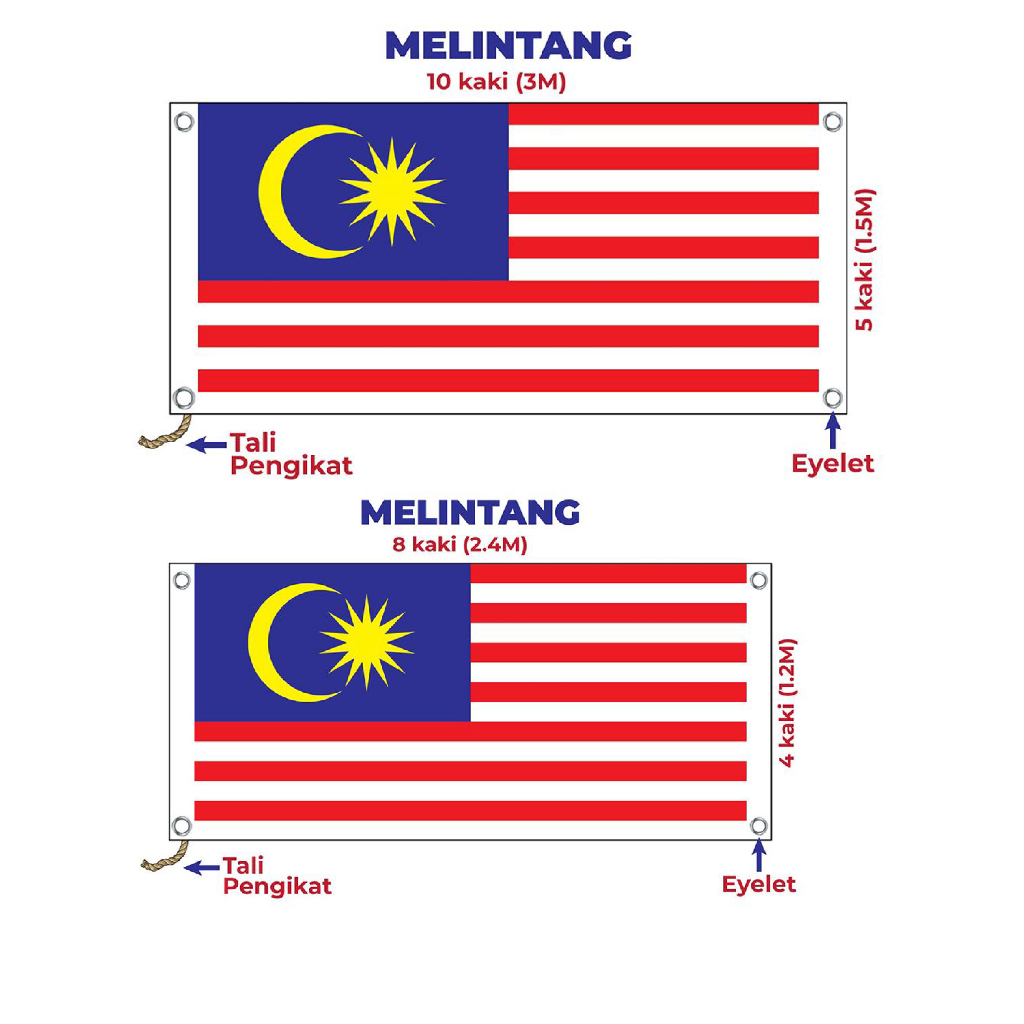 BENDERA BESAR MALAYSIA MELINTANG DAN MENEGAK KUALITI TERBAIK / BENDERA ...