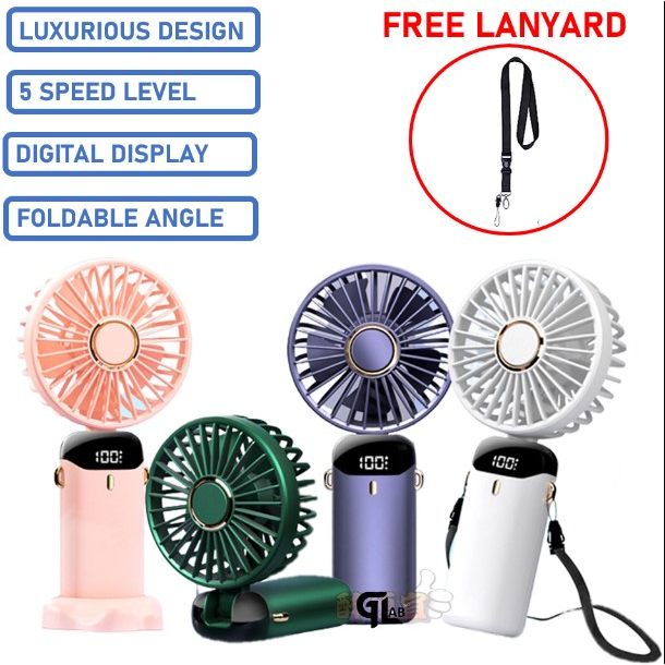 5 Modes handheld fan mini portable foldable small fan digital display ...