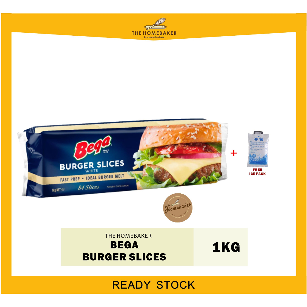 Bega Burger Cheese Slices | cheese slices | White 1KG | 84 Slices ...