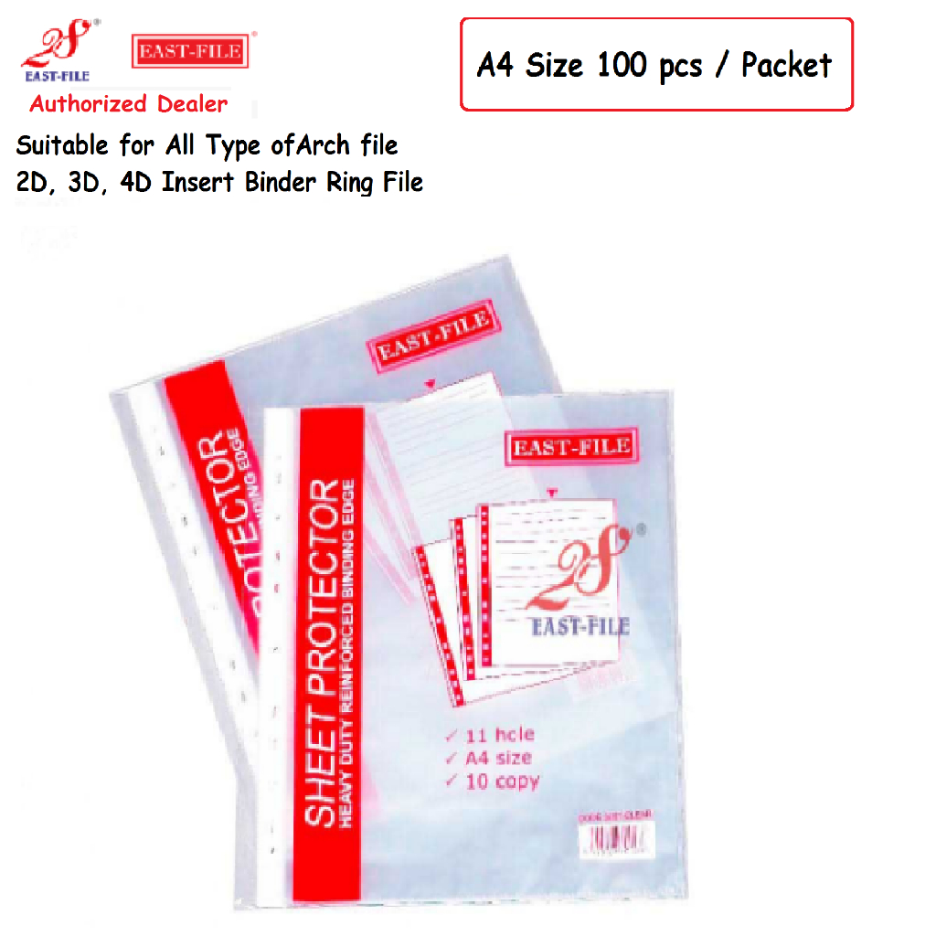 East-File 28 A4 Sheet Protector 305-T 11 Holes 100pcs filing A4 Paper ...