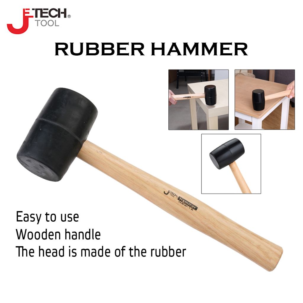 Jetech Rubber Hammer /Rubber Mallet With Wooden Handle Tukul Getah ...