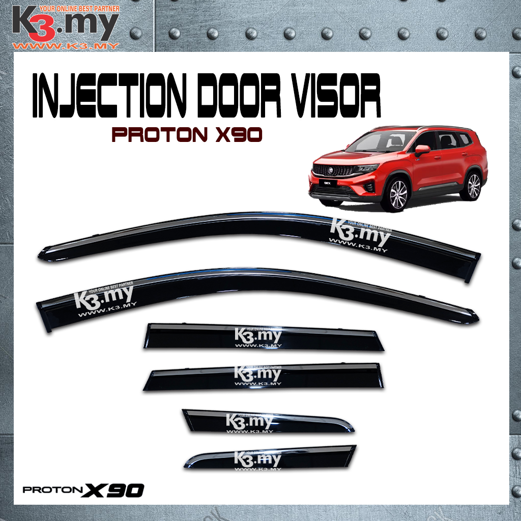 Proton X90 Black Transparent Door Visor With Chrome Lining (6pcs/Set ...