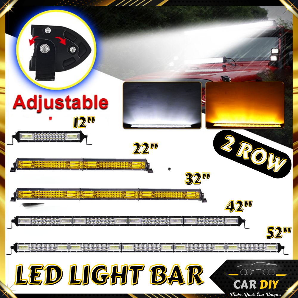 CAR DIY 12V 24V LED Strobe Light Super Bright Work Light Bar 2 Row Fog ...