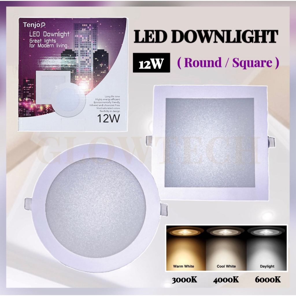 [HIGH QUALITY] TENJO LED DOWNLIGHT 12W 4" 95RD/95SQ | Shopee Malaysia