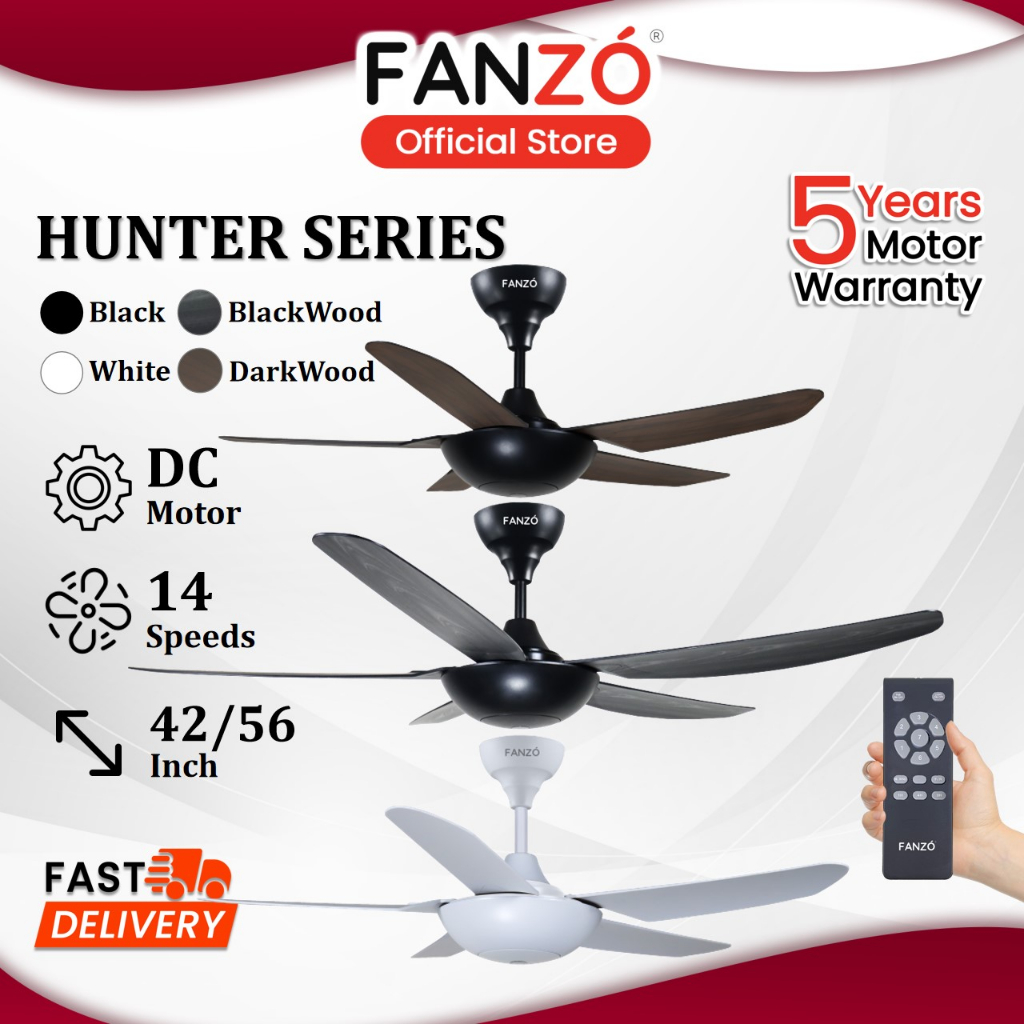 FANZÓ HUNTER 56" 5 Blades Decorative Ceiling Fan / FANZO HUNTER BABY 42 ...