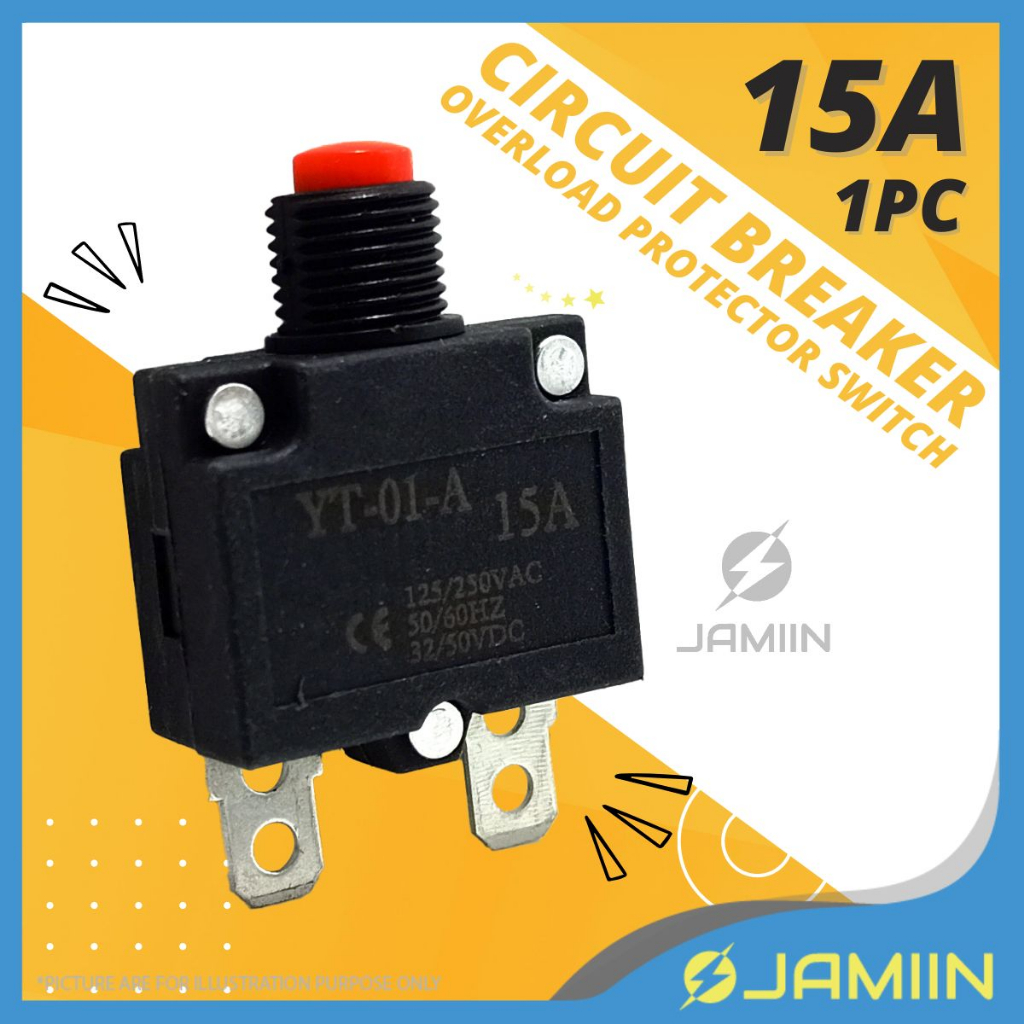 [1PC] Mini Circuit Breaker 250VAC 15A Overload Switch Thermal Overload ...