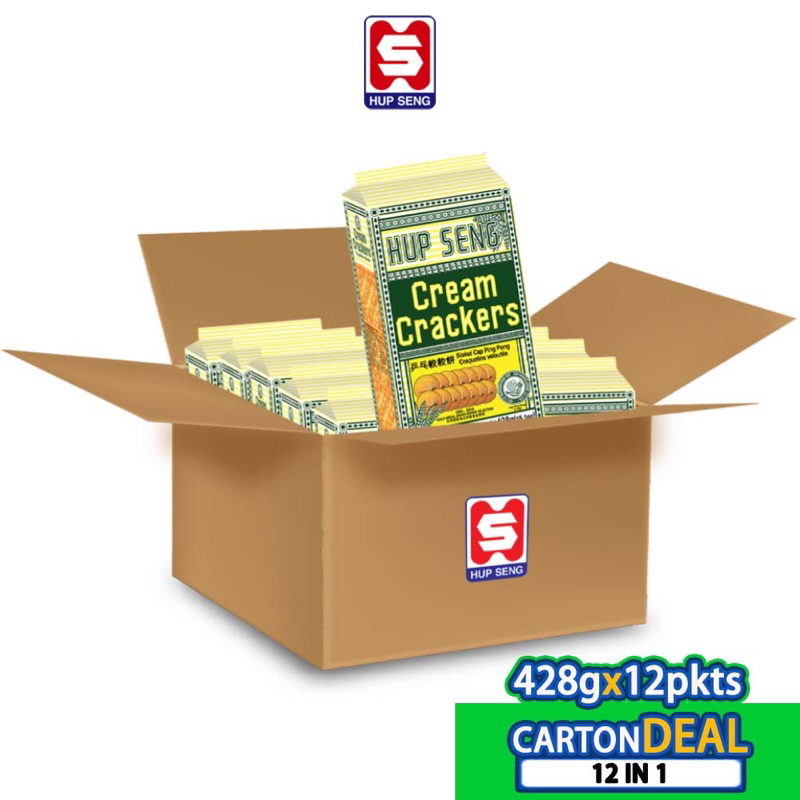 Hup Seng Ping Pong Cream Crackers 428g x 12 pack (1 Kotak) | Shopee ...