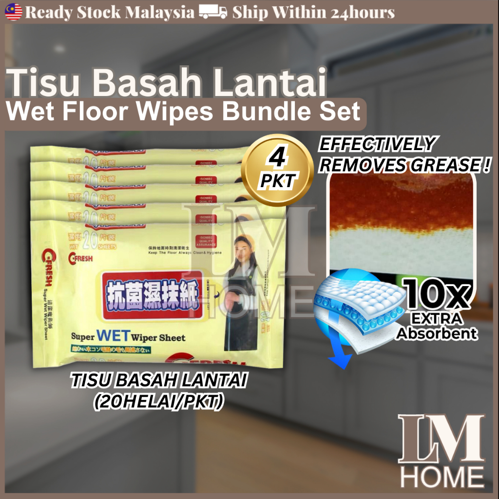 Tisu Basah Lantai Wiper Mop Lantai Penyapu Kertas Pakai Buang Kain Wet ...