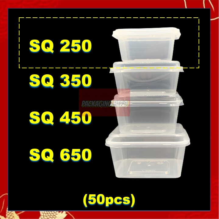 PP Square Container 250ML/350ML/450ML Square Disposable Plastic Food ...