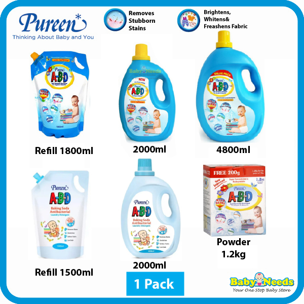 Pureen A-B-D Liquid Detergent/Powder (1.2kg/1800ml Refill/2000ml/4800ml ...