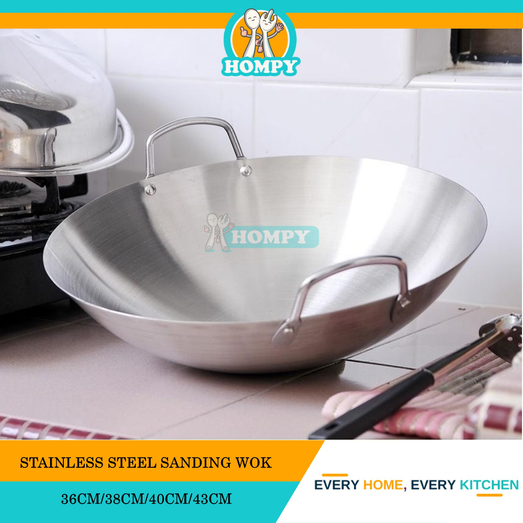 High Quality Stainless Steel Wok with Double Handle/Double Handle Wok ...