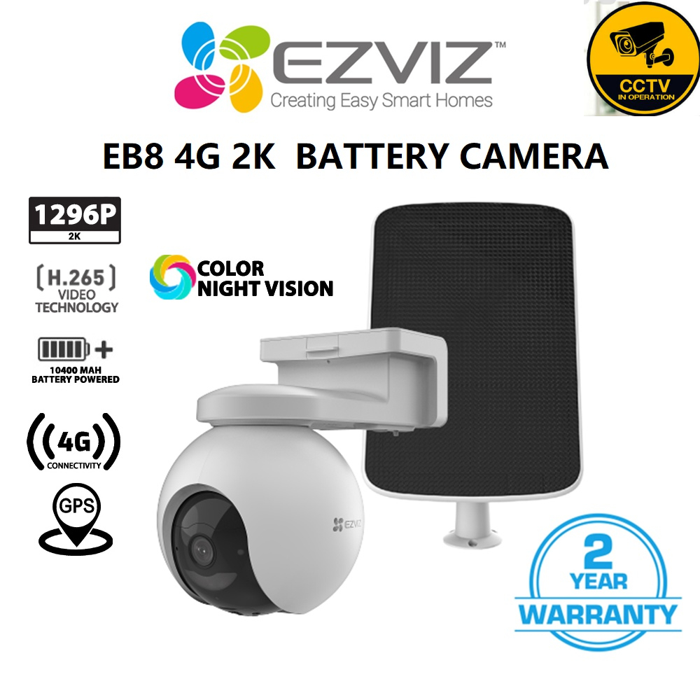 Ezviz EB8 2K+ 4G Data Outdoor PTZ Battery Camera Waterproof Smart CCTV Night Vision | Shopee ...