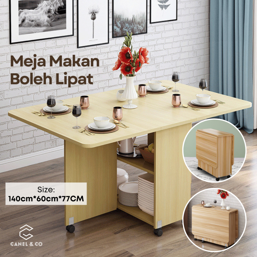 Foldable Dining Table Simple Kitchen Cabinet Portable Household Office ...