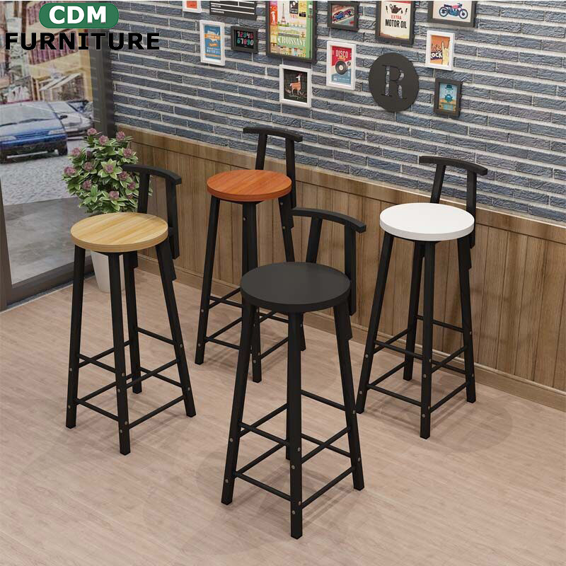 70cm Wrought Iron Bar Chair High Chair Home Dining Table And Chair Stool With Backrest Milk Tea ...