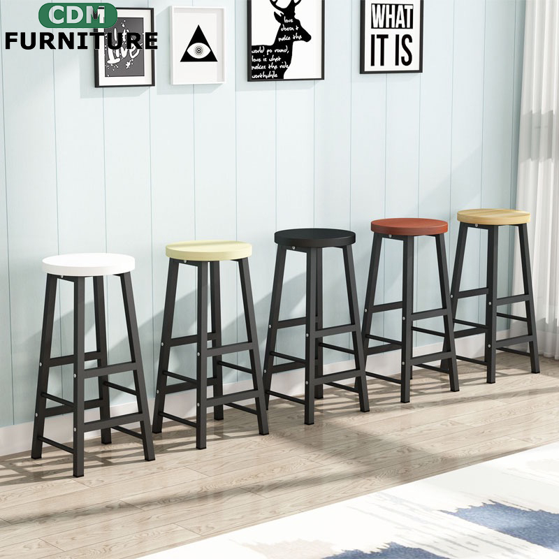 70CM Round High Bar Stool Cafe Chair Metal Dining Chair Bar Chair ...