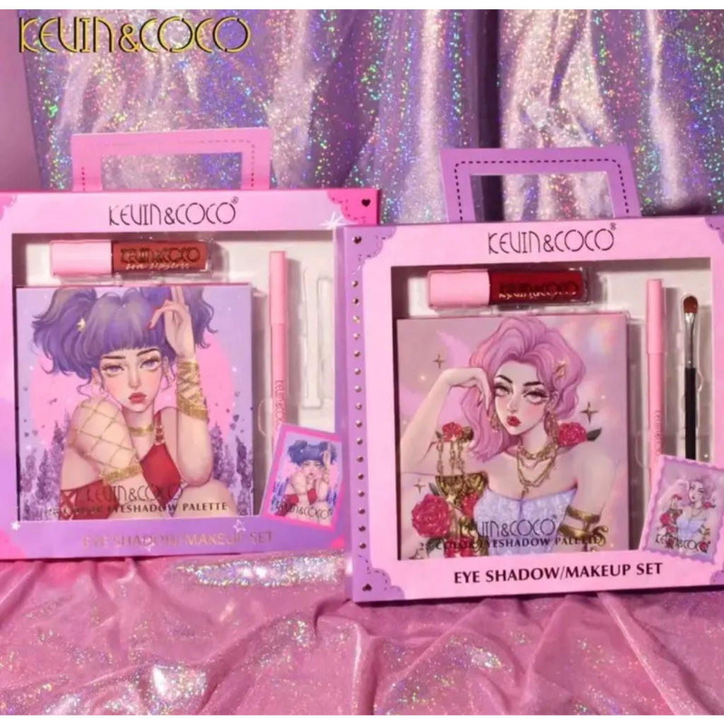 KEVIN&COCO 28 Colour Rose Girl Lavender Girl Eyeshadow Palette Lipgloss Lip Liner Pigment Set ...