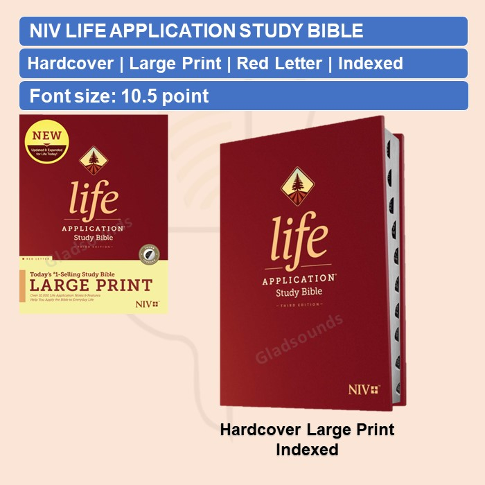 NIV Large Print Life Application Study Bible Hardcover Letter in Red ...