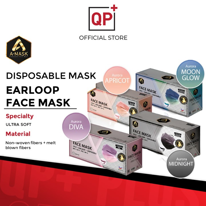 [A-MASK AURORA] ULTRA SOFT DISPOSABLE EARLOOP 3PLY FACE MASK TOPENG ...