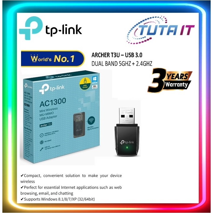 TP Link Archer T3U AC1300 Mini Wireless MU-MIMO USB Adapter | Shopee ...