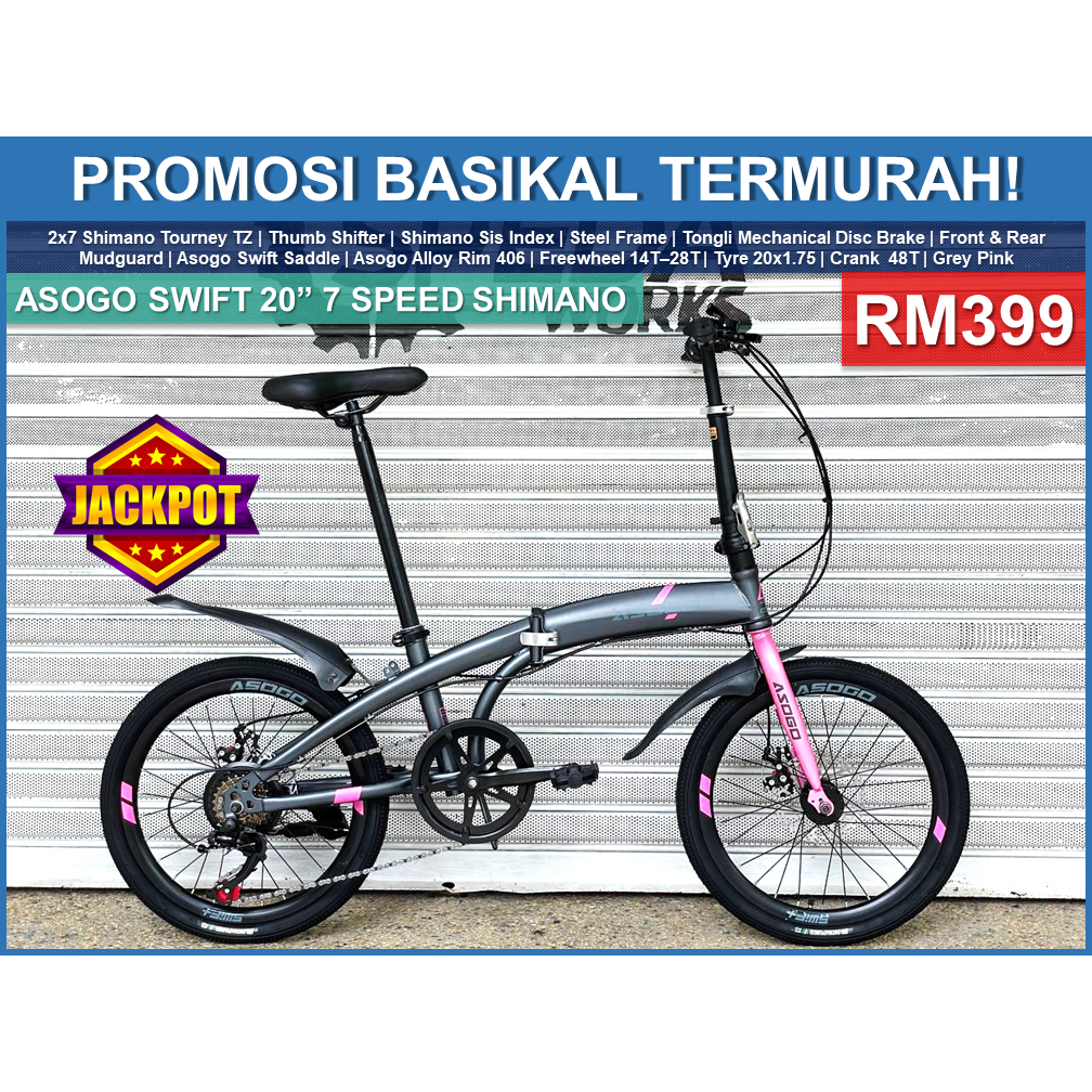 CHEAPEST FOLDING BIKE ASOGO SWIFT 7SPEED SHIMANO TOURNEY TZ | Shopee Malaysia