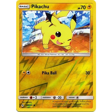 Pikachu - 54/214 Common Reverse Holo Sun & Moon Unbroken Bonds ...