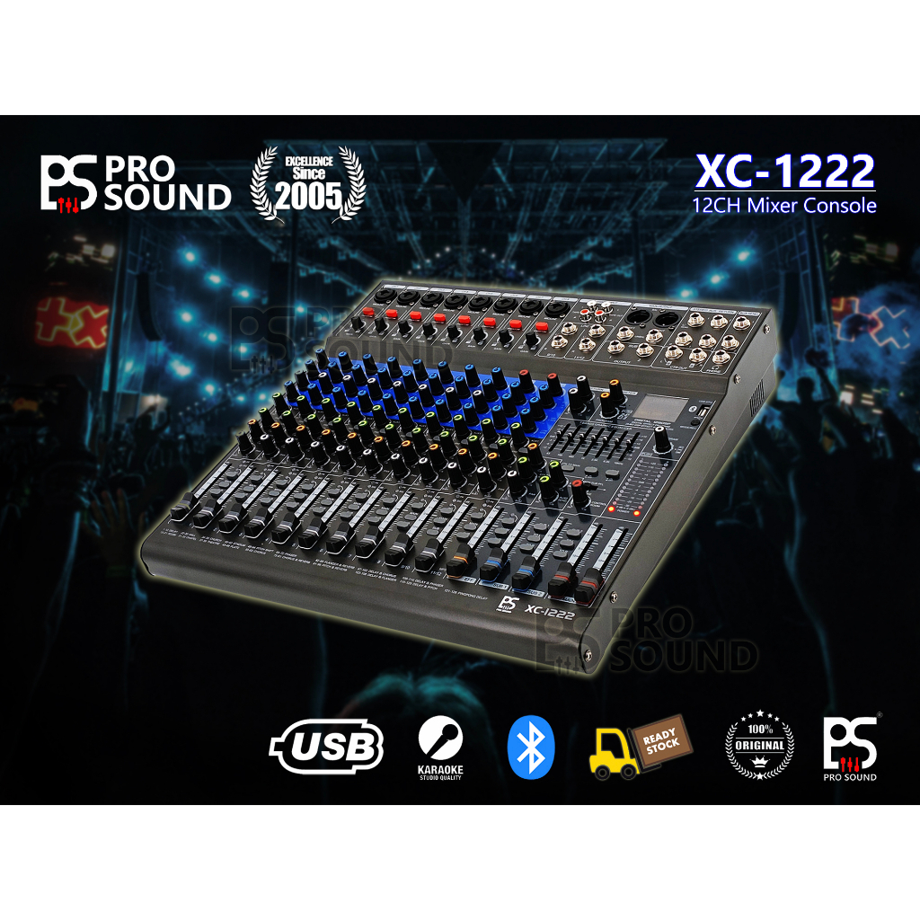 PS Pro Sound XC-1222 12 Channel Input Mixer Console with 36DSP Effects ...